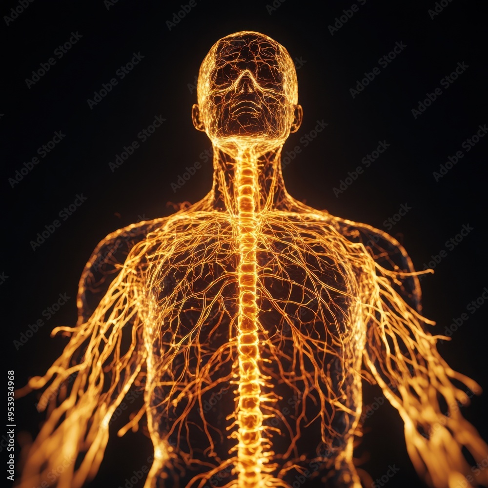 Visualization of peripheral nervous system, nerves spreading throughout ...