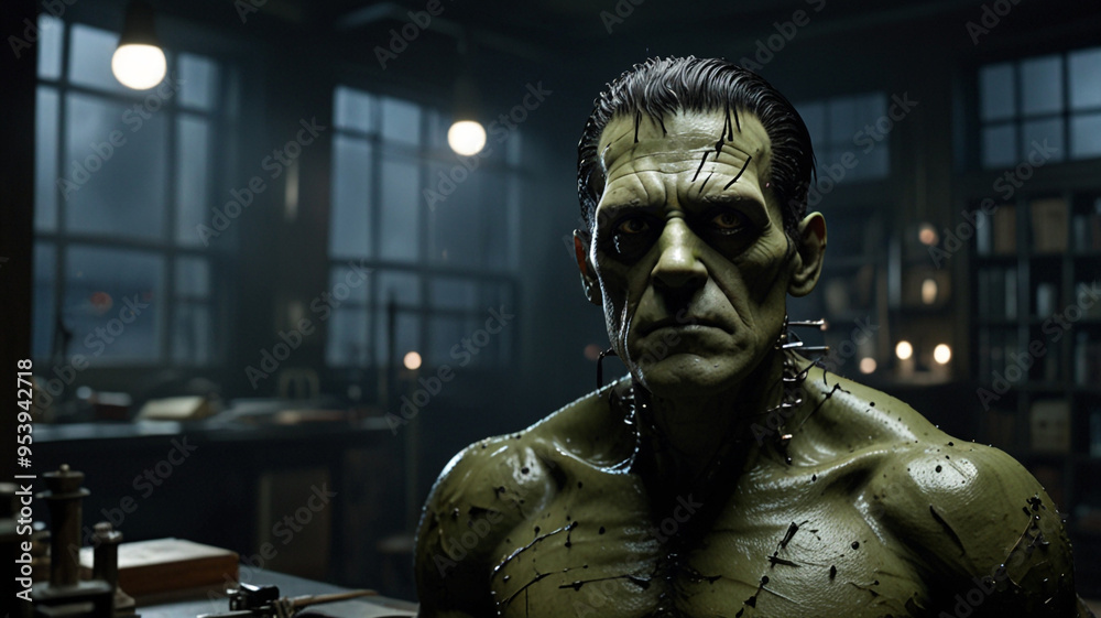 The iconic Frankenstein’s monster, with bolts protruding from his neck ...