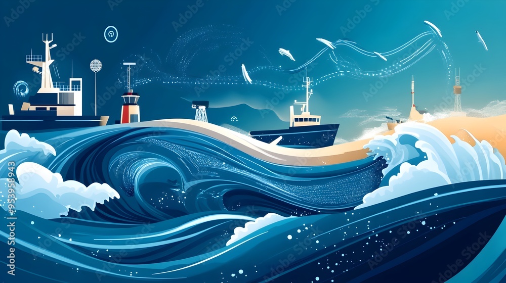 graphic depicting an IoT based tsunami warning system that utilizes ...