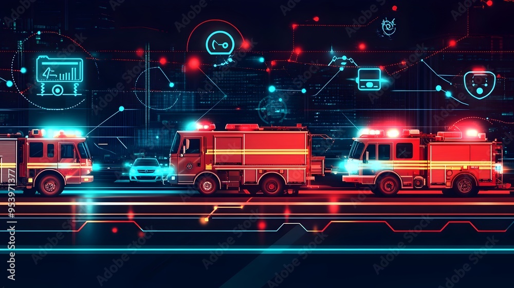 of IoT connected fire trucks and emergency vehicles showcasing how ...