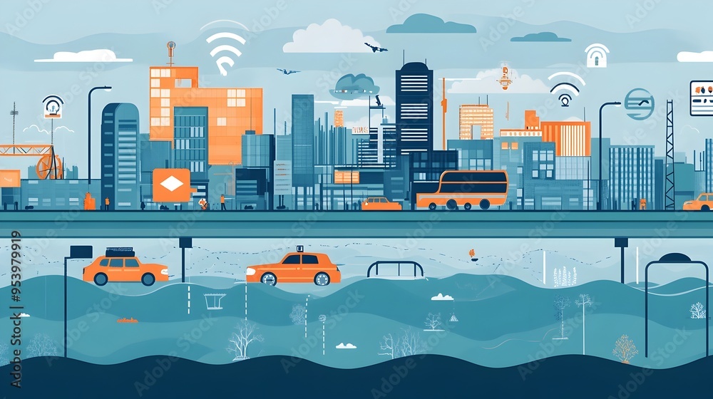 Graphic Depicting IoT Based Early Warning Systems for Flood Alerts and ...