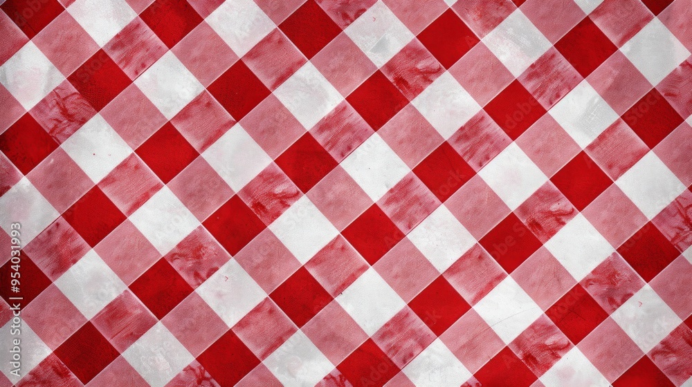 This image displays a classic red and white checkered pattern. The ...