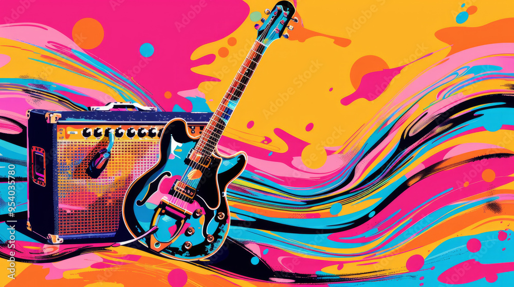 Pop art 60s 70s psychedelic groovy colorful trippy retro style image of ...