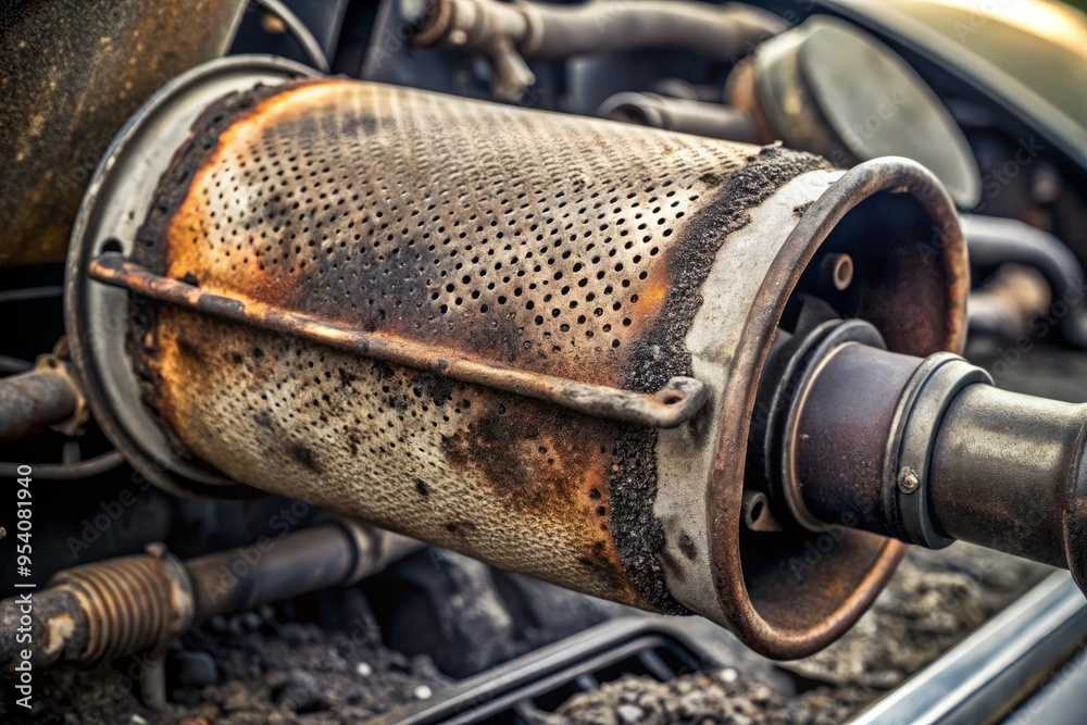 Dirty diesel particulate filter exhibiting heavy soot accumulation ...