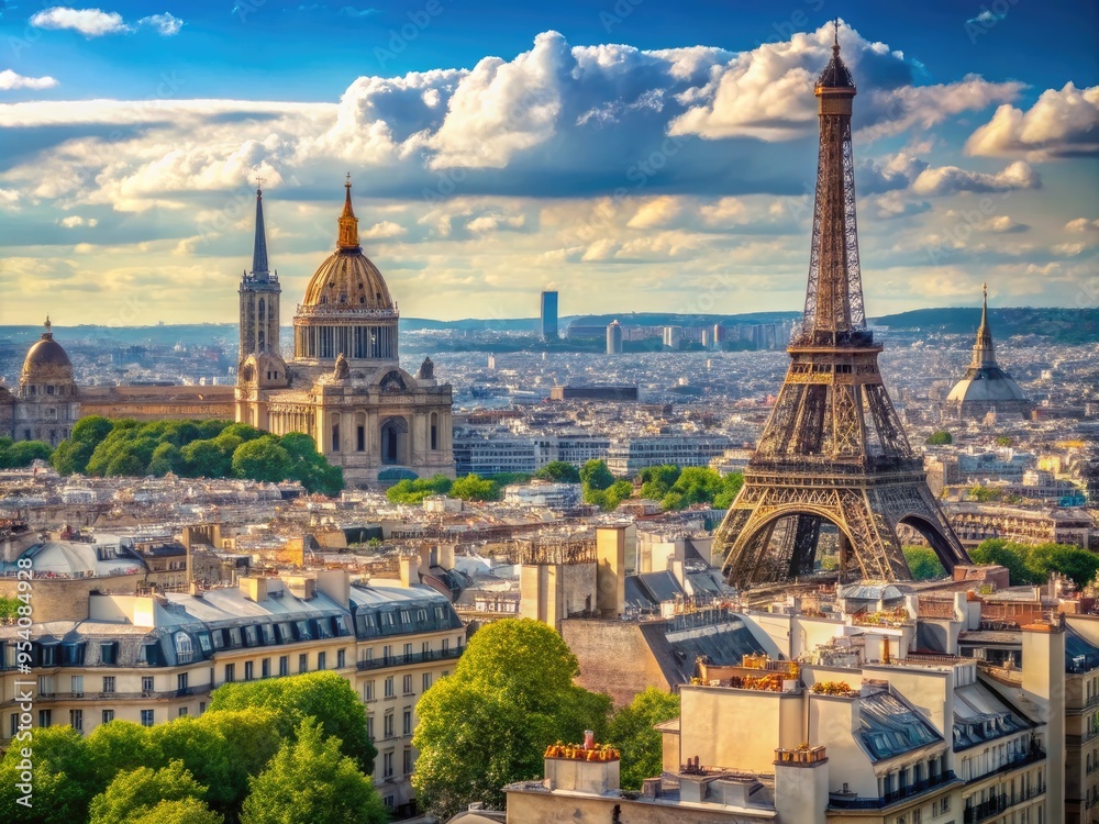 Eiffel Tower, Arc De Triomphe, And Notre Dame Cathedral Adorn The ...