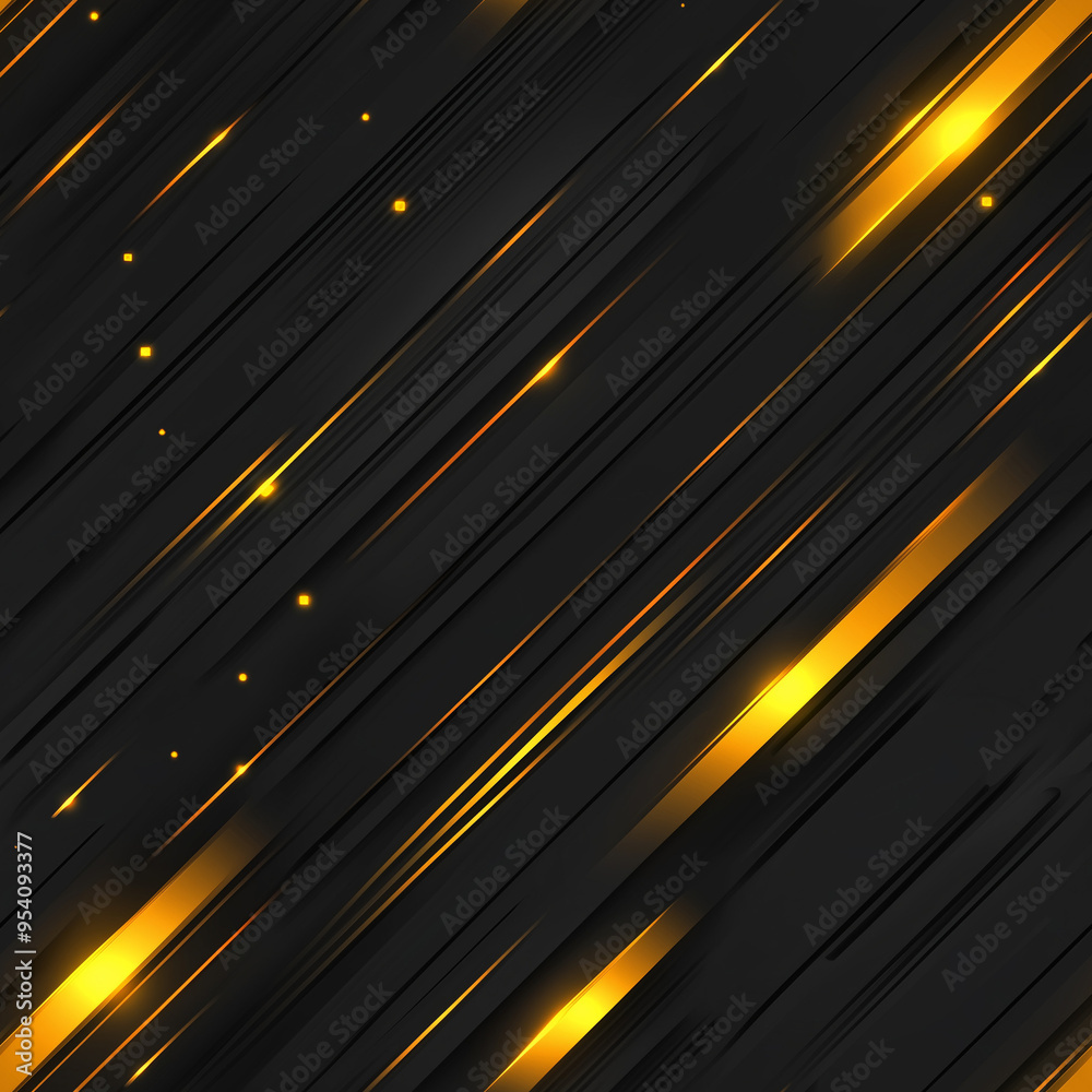 Dark grey black abstract background with yellow glowing angular lines ...