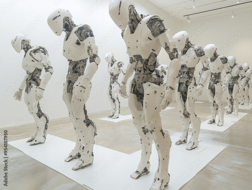 An innovative art installation featuring robotic sculptures creating ...