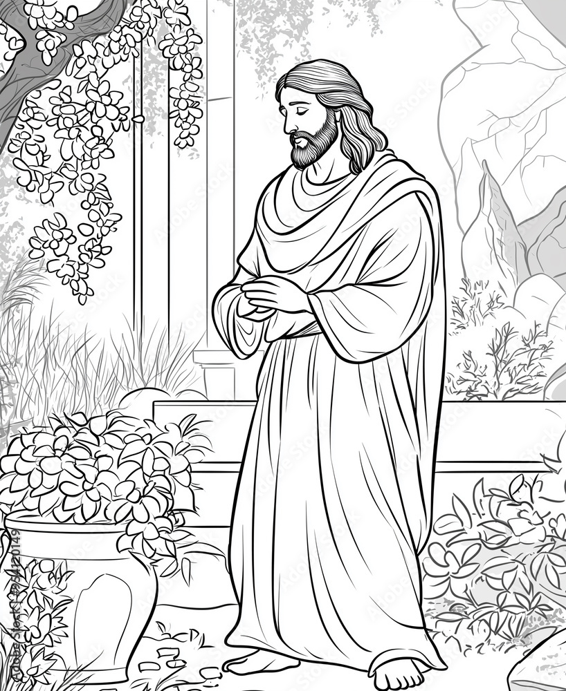 Coloring page for kids, Draw the images Depict Jesus sacrificing ...