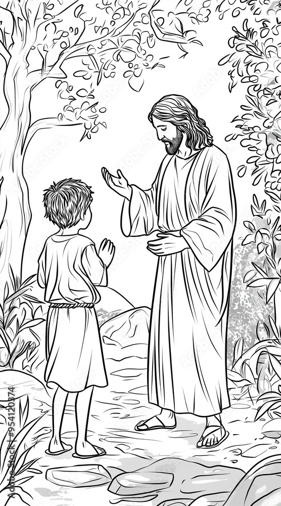Coloring page for kids, Draw the images Depict Jesus sacrificing ...