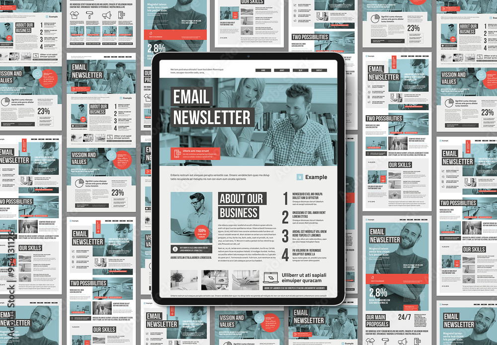 E-mail Newsletter Template in Pale Colors with Soft Mood, High ...