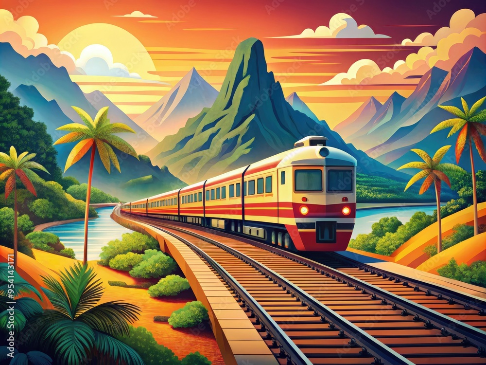 retro 70s style Taiwanese train travel vintage posters advertisements ...