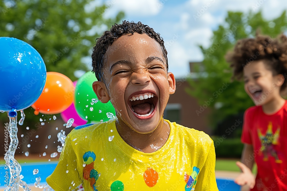 Balloon Water Balloon, Games, and Fun depicted in a lively outdoor ...