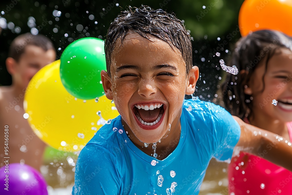 Balloon Water Balloon, Games, and Fun depicted in a lively outdoor ...