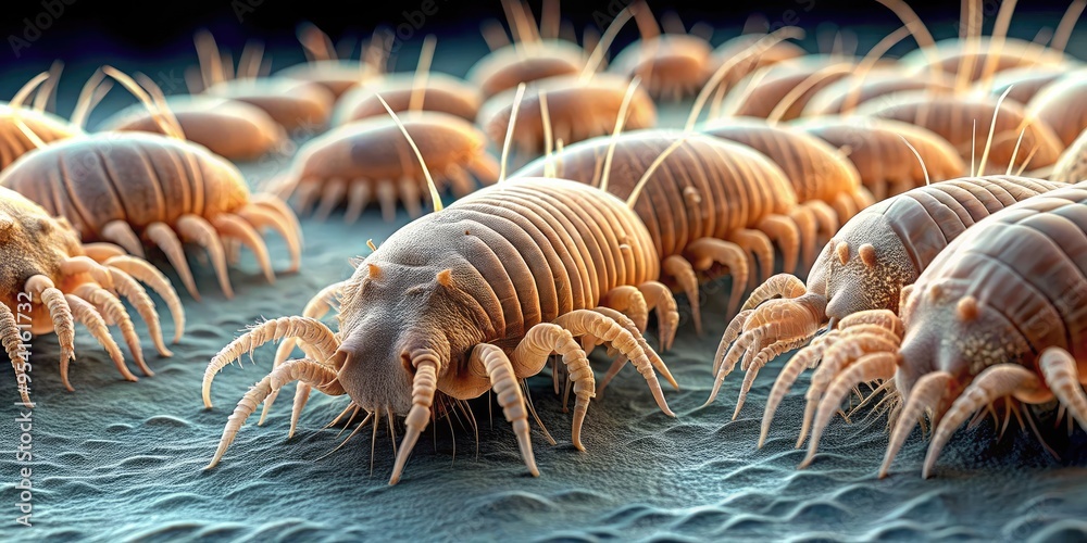 Microscopic close-up of Demodex mites, tiny parasitic insects that live ...