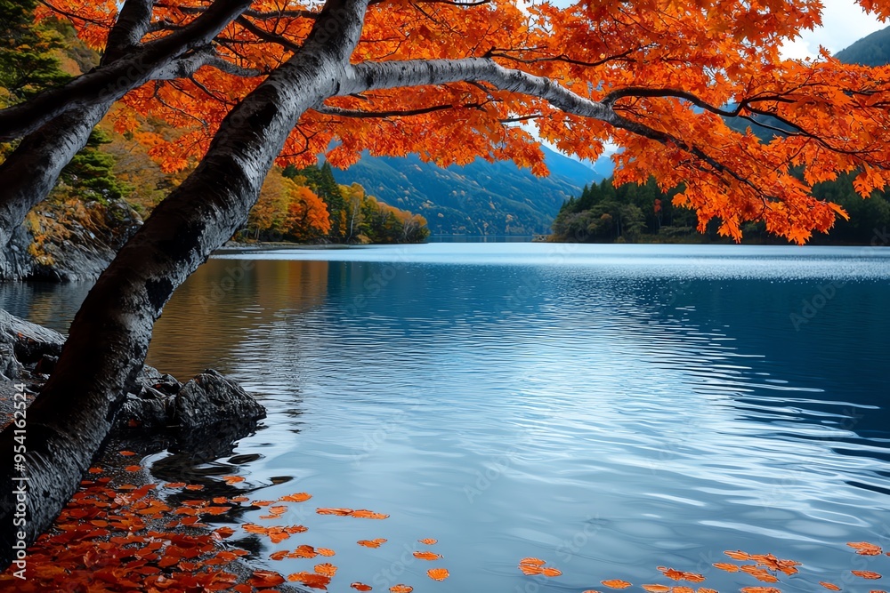 Enchanting Autumn Red, Breezy, and Lakeside shown in a lakeside scene ...