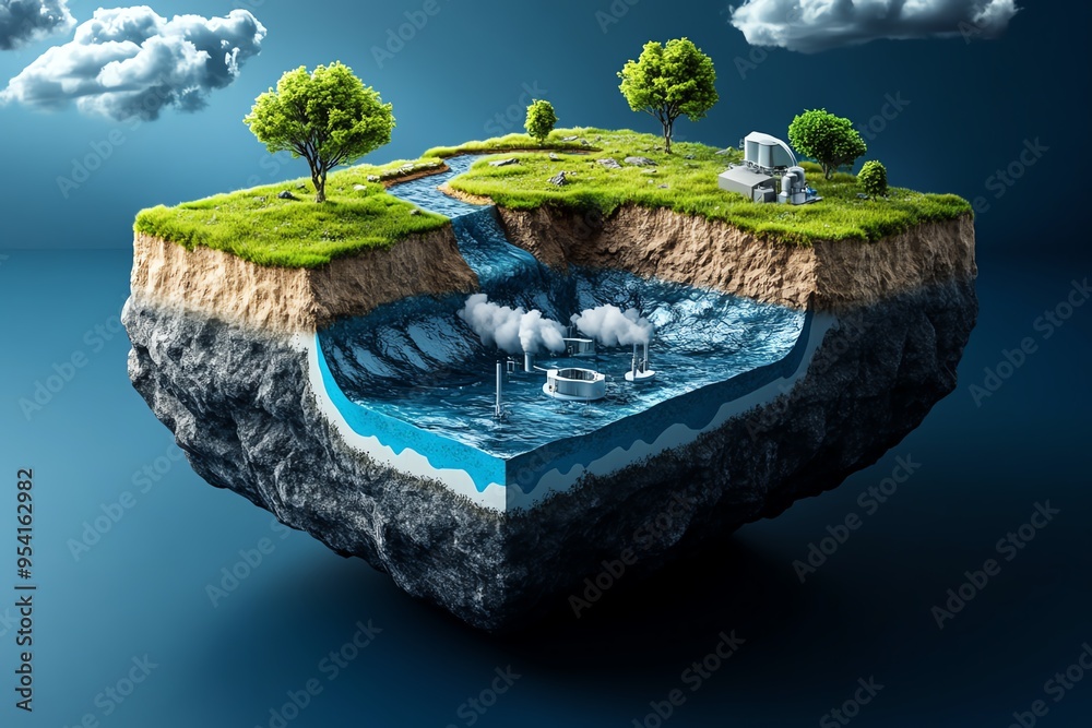 Energy Illustration Geothermal, Heat Extraction, and Earth visualized ...