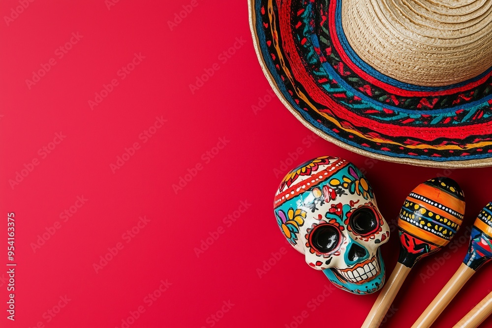 Painted human skull for Mexico's Day of the Dead (El Dia de Muertos ...