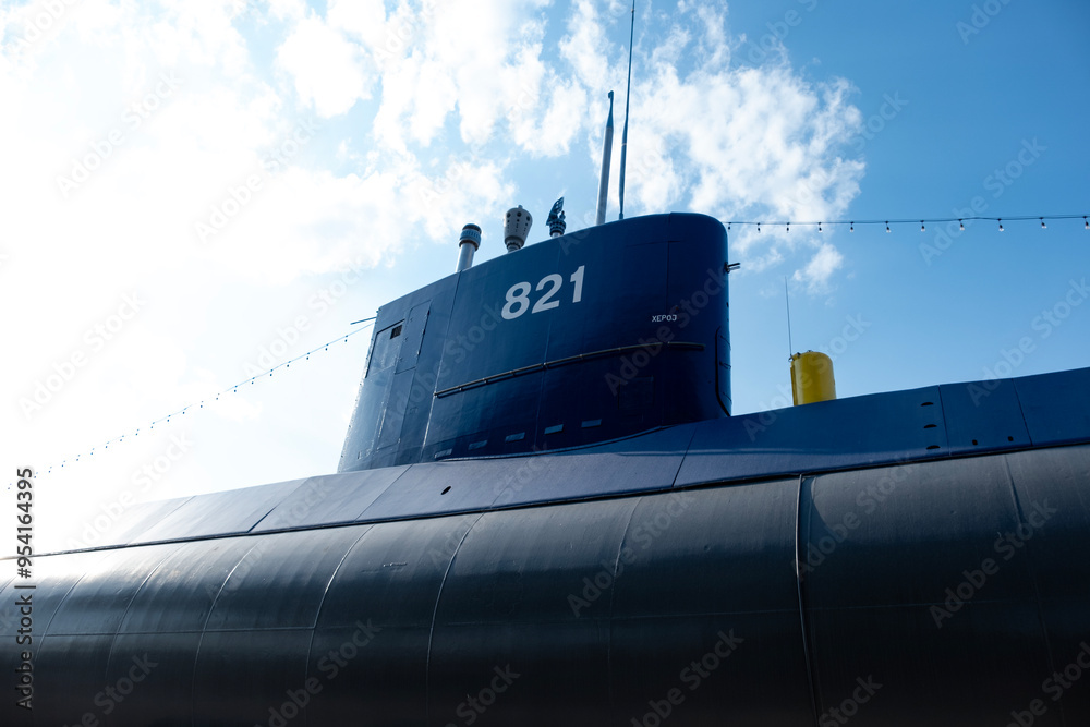 massive black submarine, mysterious underwater vessel, oceanographic ...