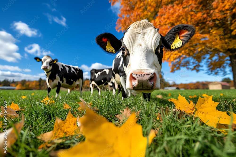 Farm Cow Rotational Grazing, Autumn, and Countryside shown in a fall ...