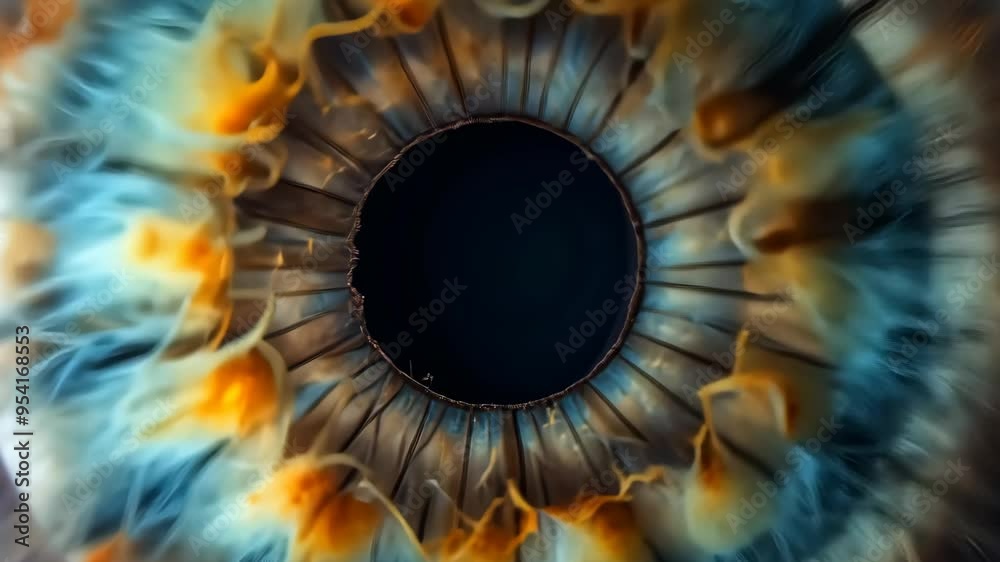 Close-up of a vibrant human iris, macro photography. Eye anatomy and ...