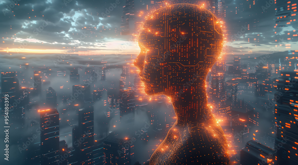 AI Artificial intelligence cyber. Futuristic AI abstract design, intricate circuitry pattern. AI ...