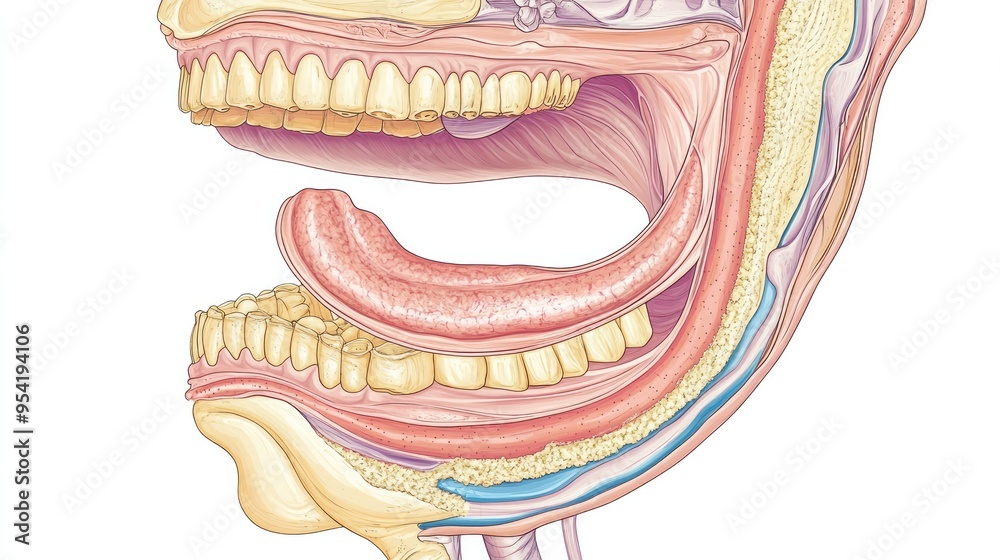 Detailed diagram of the esophagus showing the transition from the ...