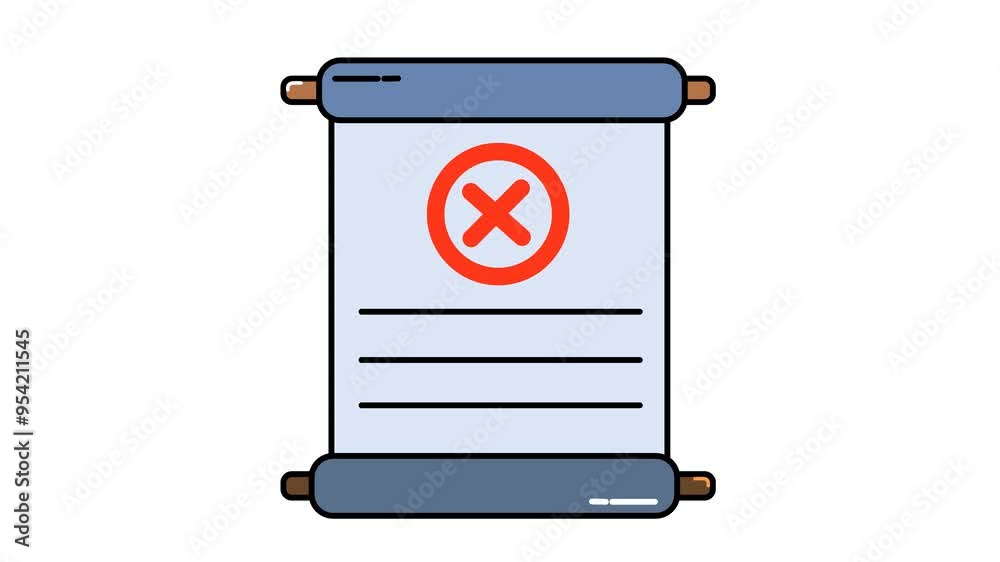 Wrong check mark on announcement presentation cartoon animation in ...