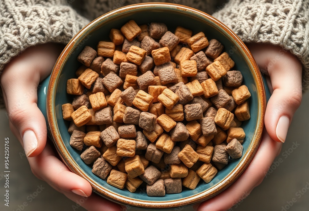 A high-resolution image capturing the texture and shape of dry dog food ...