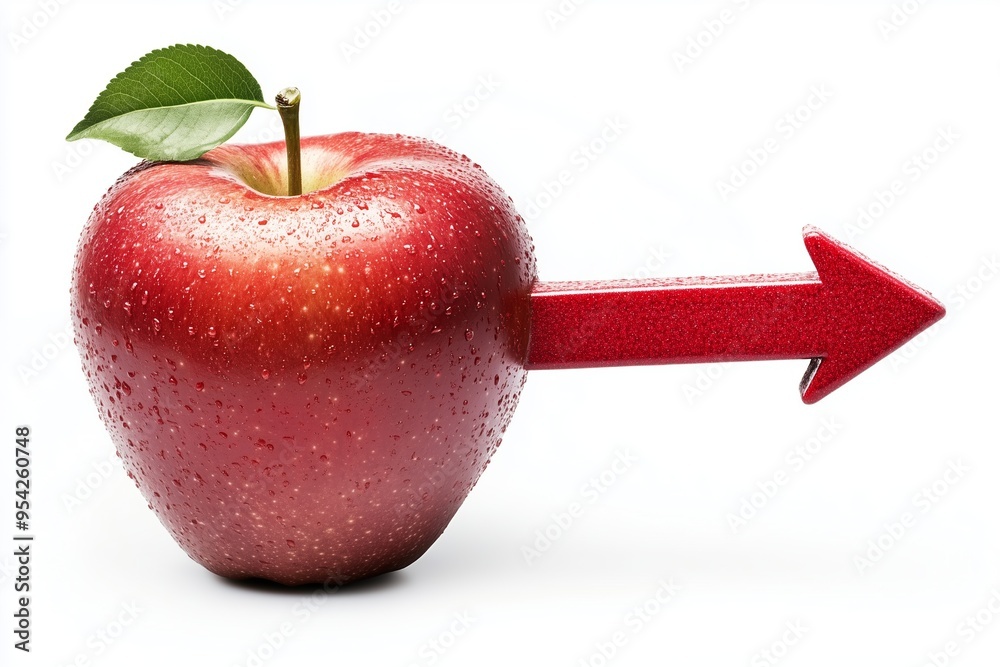 Red Apple with Arrow: A vibrant red apple with a glossy finish sits on ...