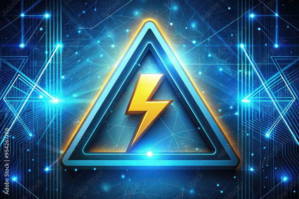 Stylized illustration of a circuit breaker symbol, a triangular icon ...