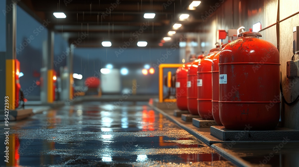 Underground Tanks at a Gas Station, Highlighting the Subsurface Fuel ...