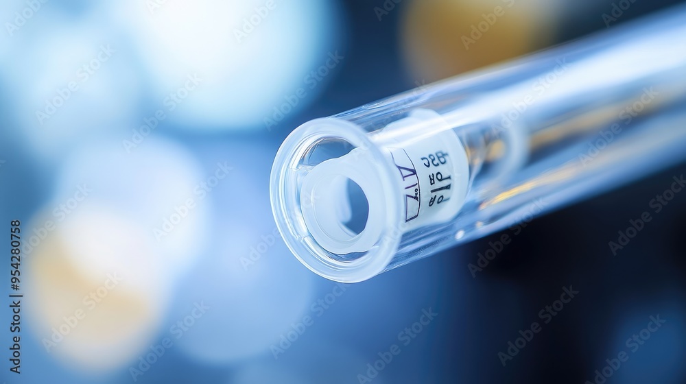 Macro image of a nasogastric tube with a white connector, focus on the ...