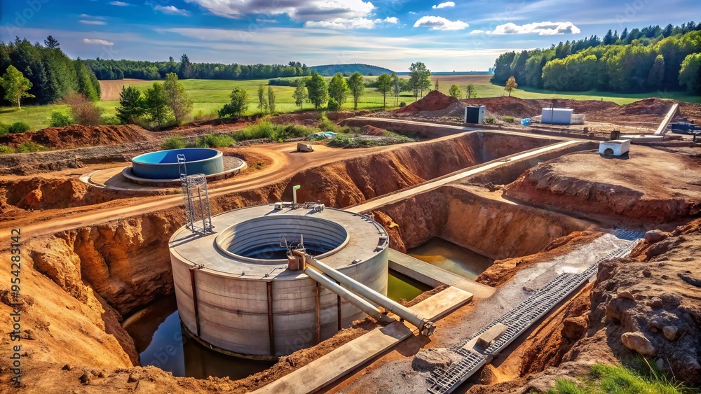 Underground wastewater treatment system components including tank ...