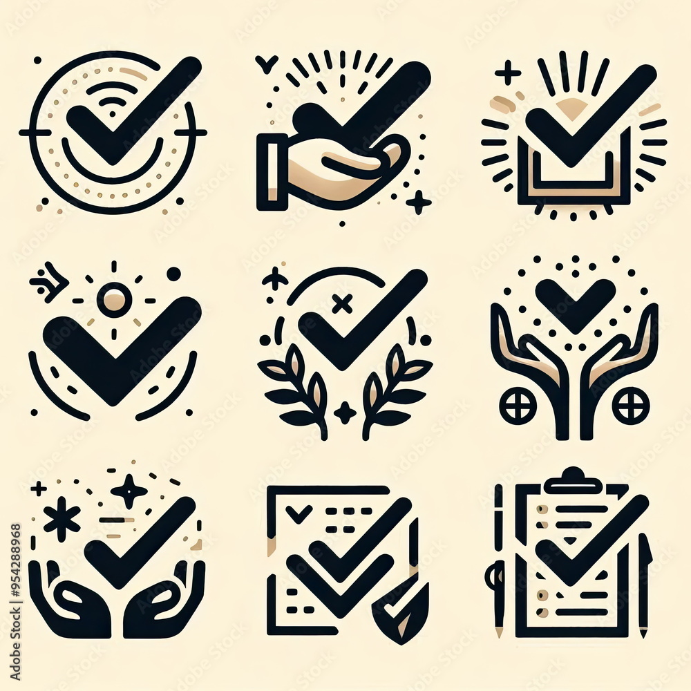 Checkmark icon. Checkmark vector set. Checked check box sign. Approved ...