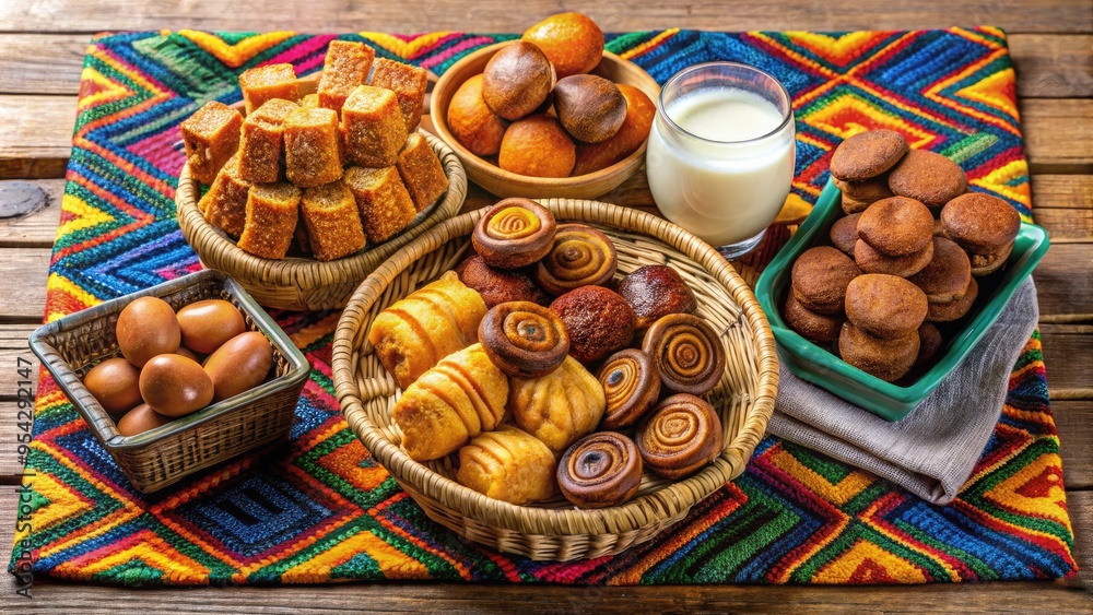 Vibrant arrangement of traditional African sweets and pastries ...