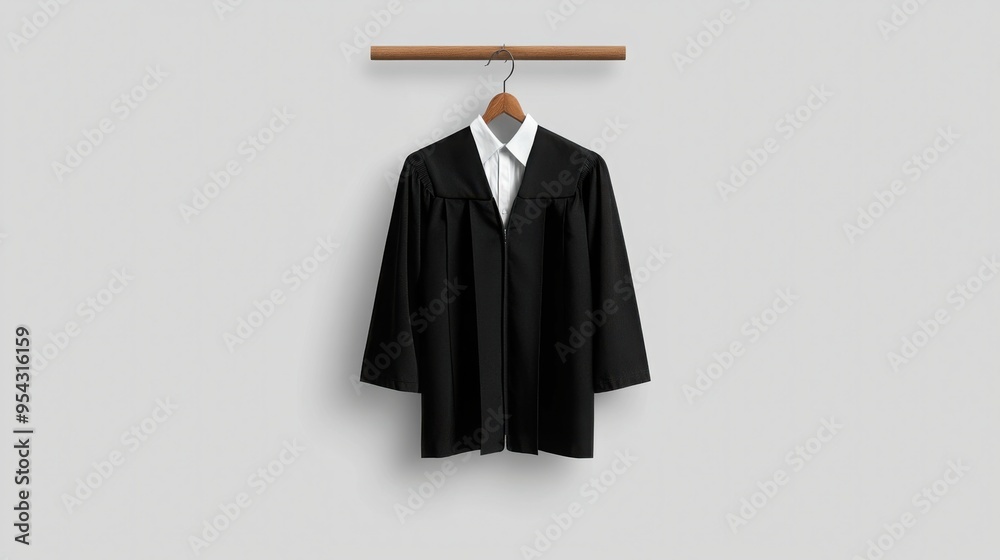 Simple outline illustration of a graduation gown, emphasizing a clean ...