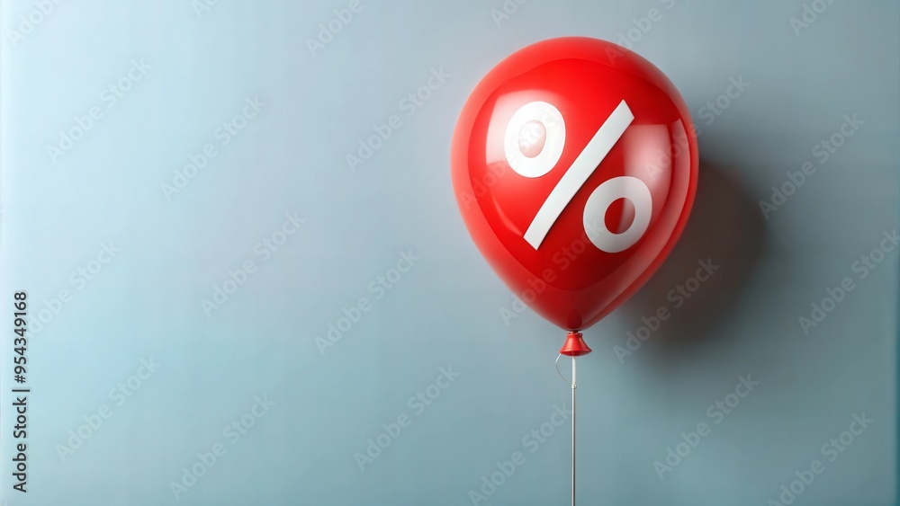 Falling interest rates represented by a deflating balloon with a ...