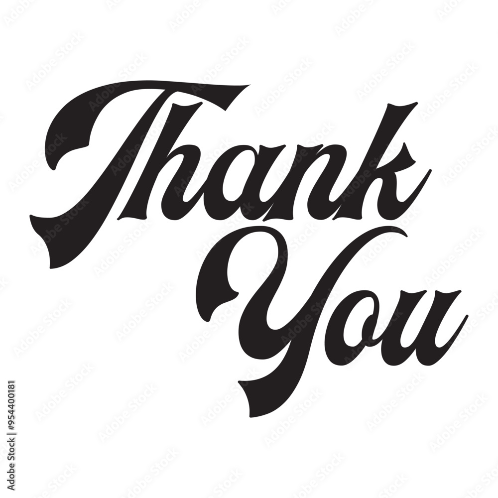 Thank you card, text or lettering. Vector script and handwritten ...