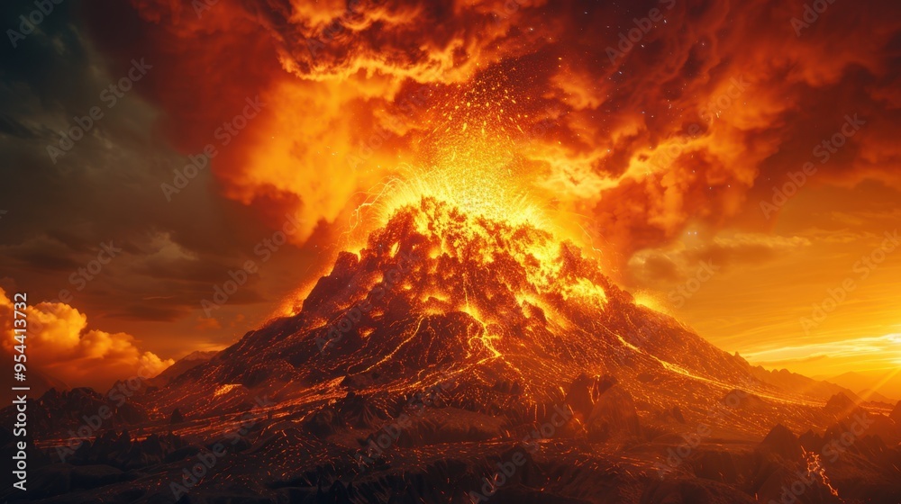 Volcanic Eruption: A violent release of magma, ash, and gases from a ...