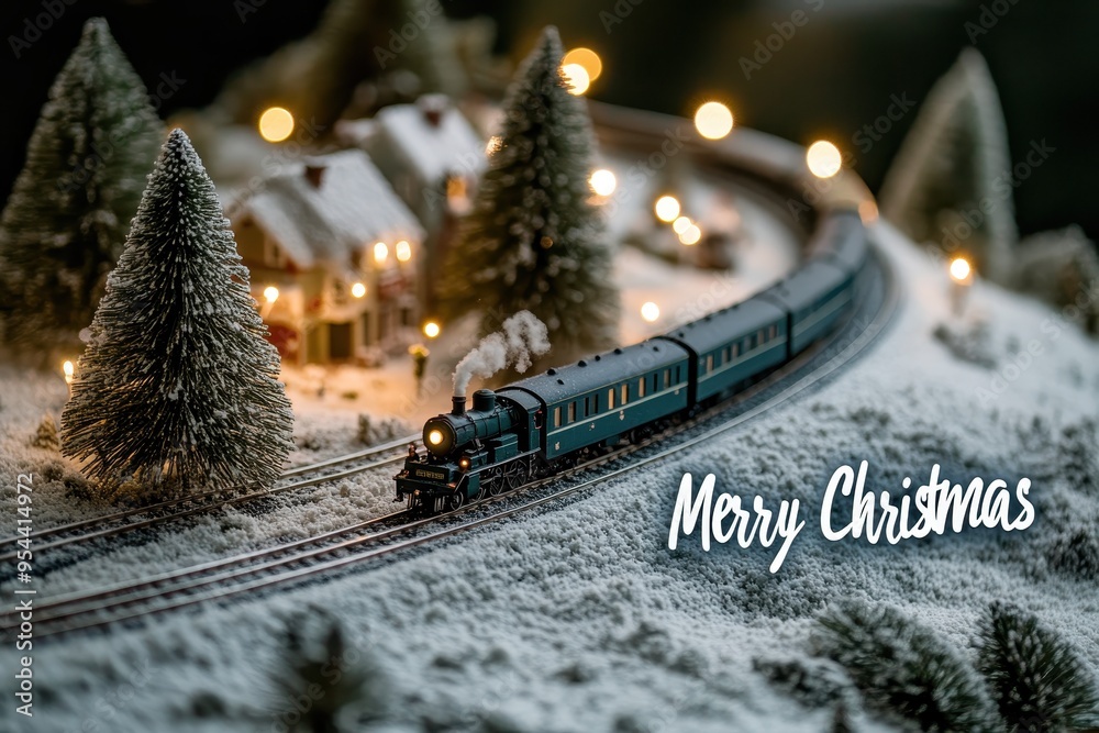 Holiday Train Set Collage: Pictures of a model train set circling a ...