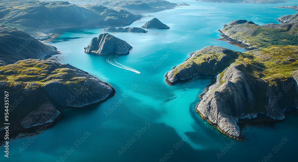“Aerial View of the Rugged Coastline with Multiple Islands and Rocky ...