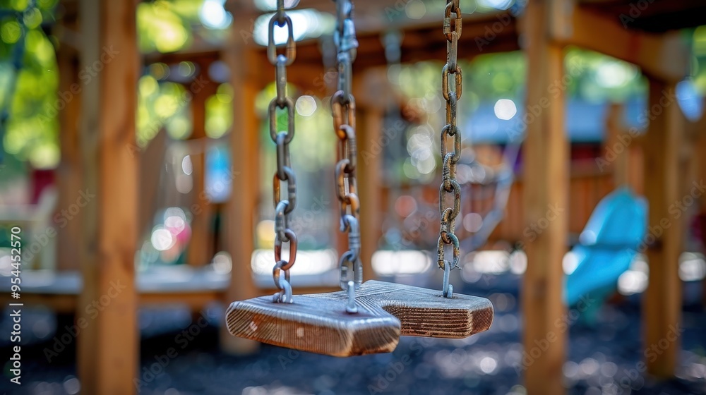 Swing Set: A play structure equipped with swings, slides, and climbing ...