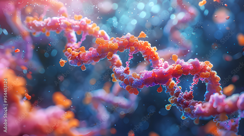 Human DNA system cell structure in medical science graphic style color ...