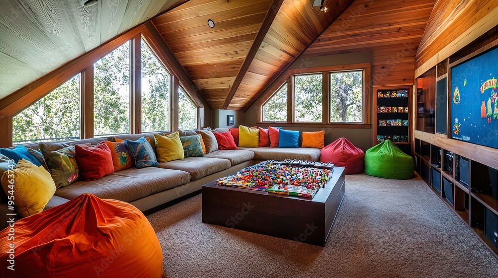 Cozy Attic Game Room: Perfect Poster for a Family Gathering Space with ...