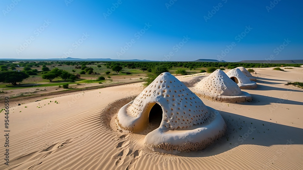 Traditional Musgum mud huts, characterized by their catenary arch ...