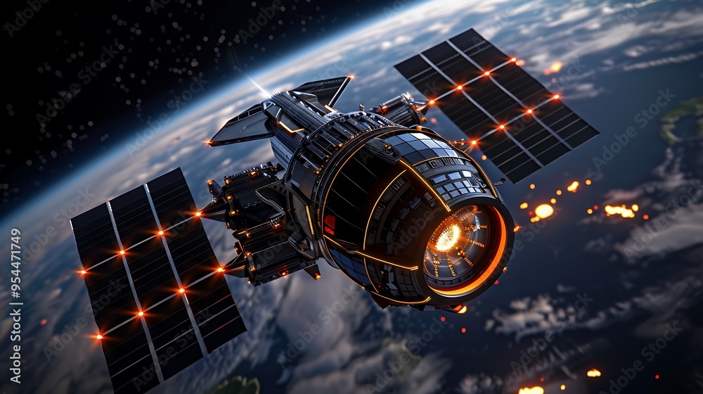 A massive solar sail spacecraft construction facility, floating in ...