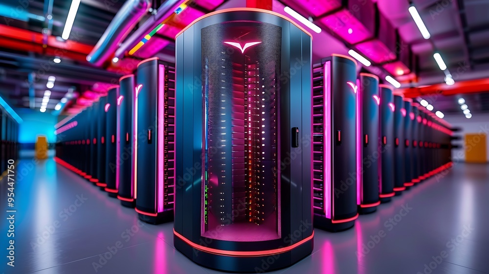 A massive quantum computing facility, showcasing futuristic ...