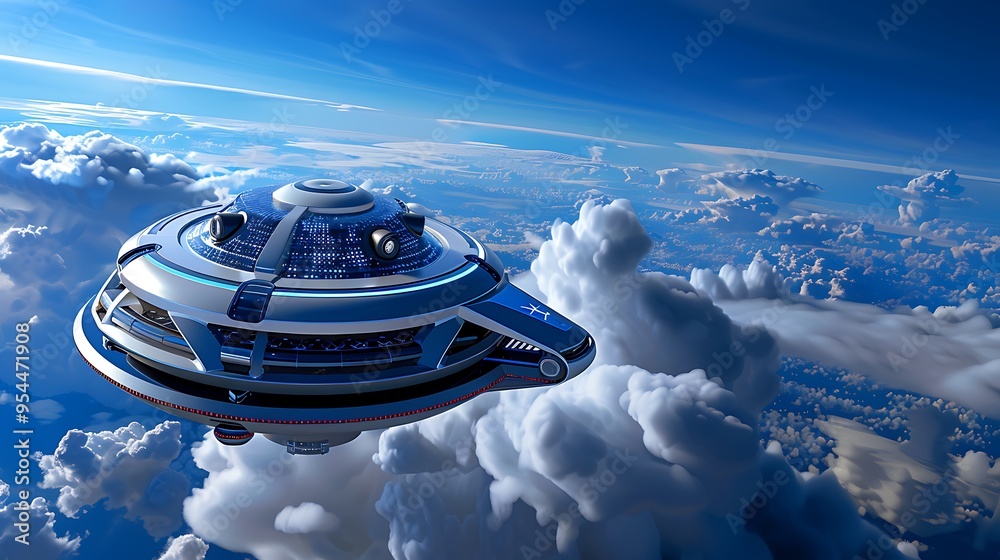 A massive space elevator base station, designed as a futuristic orbital ...