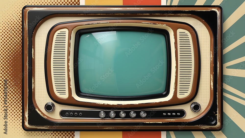 ภาพประกอบสต็อก Pop art frame designed to look like a 1950s TV ...