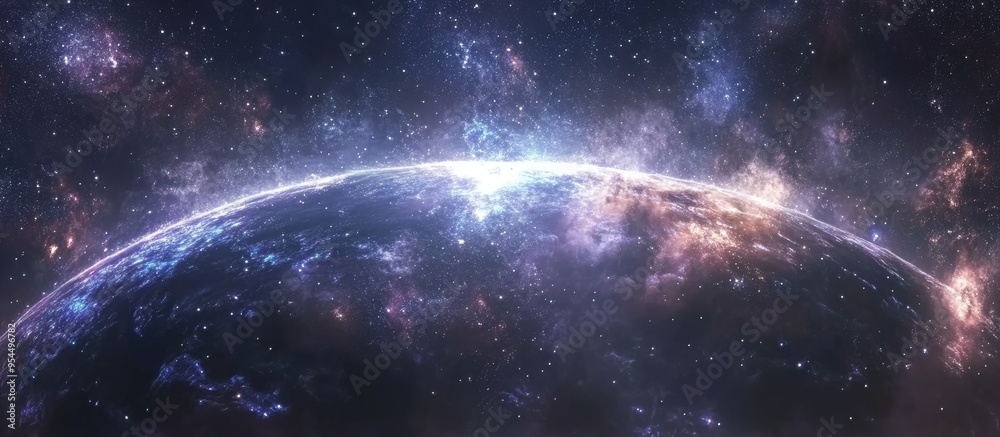 Space background featuring nebula and stars 3D cartoon rendering ...